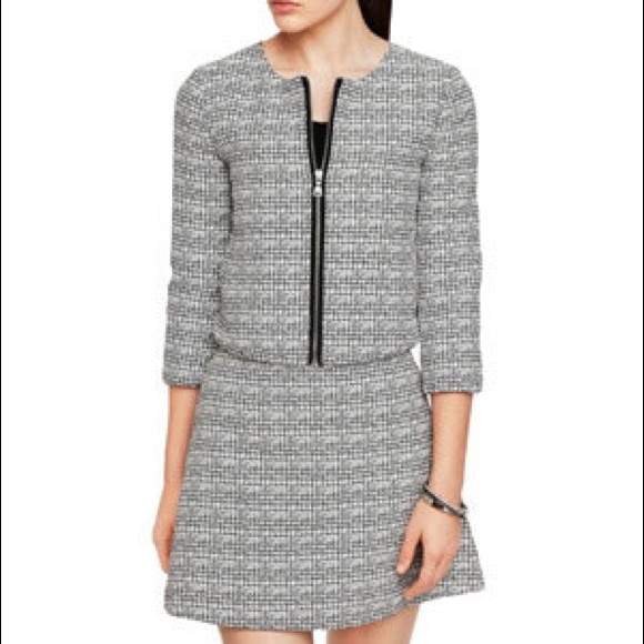 Express | Jackets & Coats | Express Black White Cropped Tweed Jacket ...